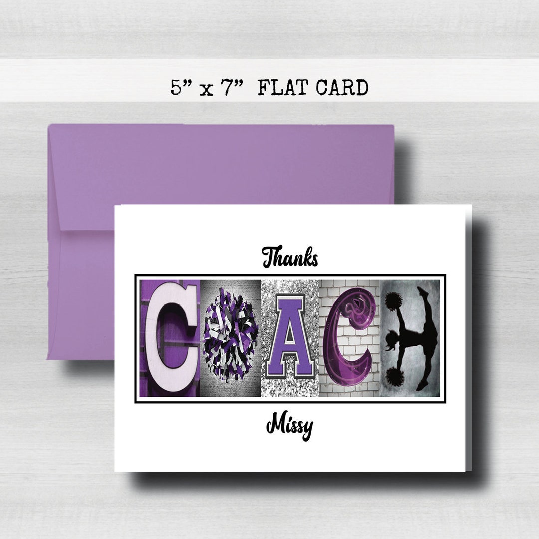 Personalized Cheerleading Coach, Thank You Card, Birthday, Retirement ...