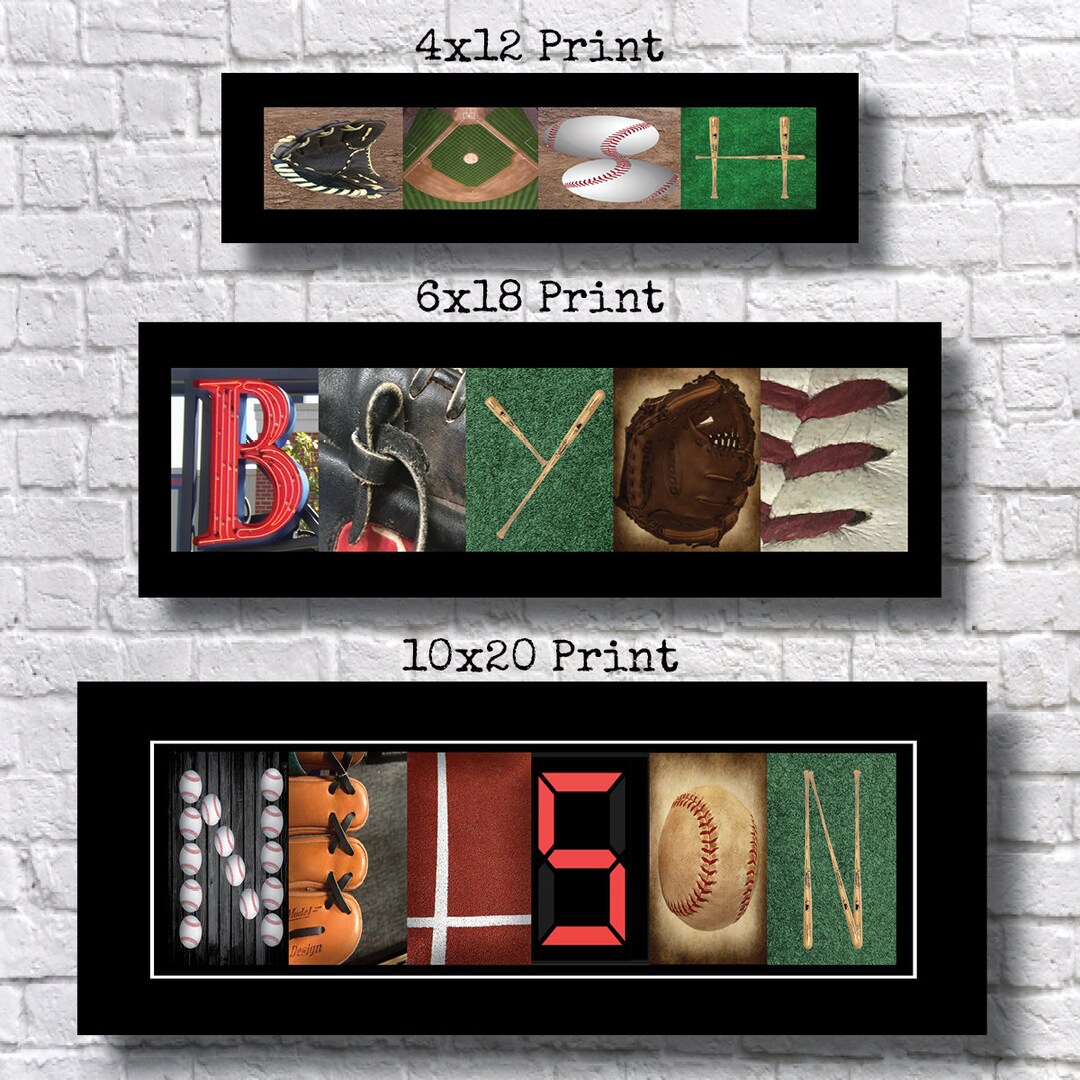 Letter Name Art Baseball Print , Baseball Print, Baseball Player Gift ...