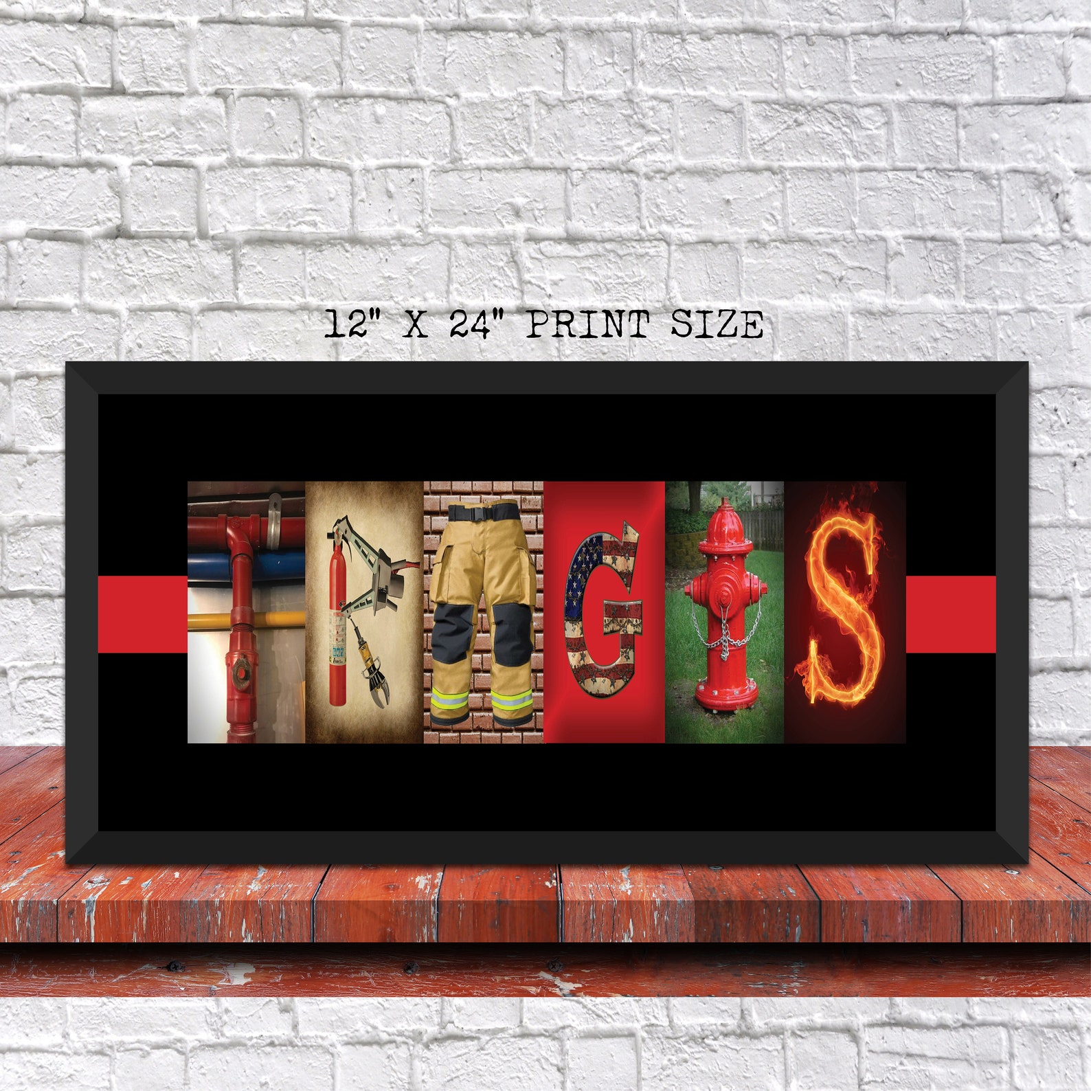 Firefighter Letter Art Firefighter Firefighter Wife - Etsy