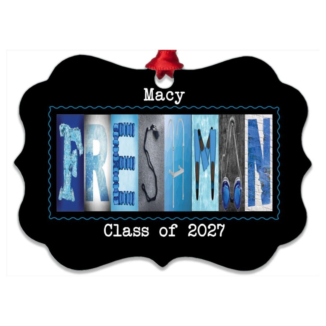 Personalized Freshman Swimming 2023 Christmas Tree Ornament Customized T Class Of 2027