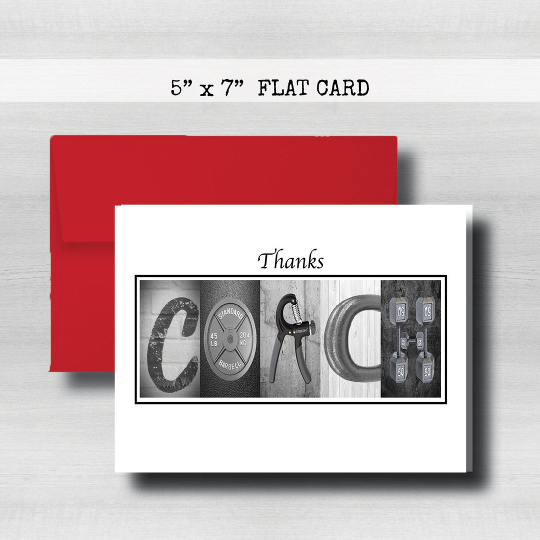 Weight Lifter Gift, Trainer Coach, Thank You Card Coach, Fitness, Gym ...