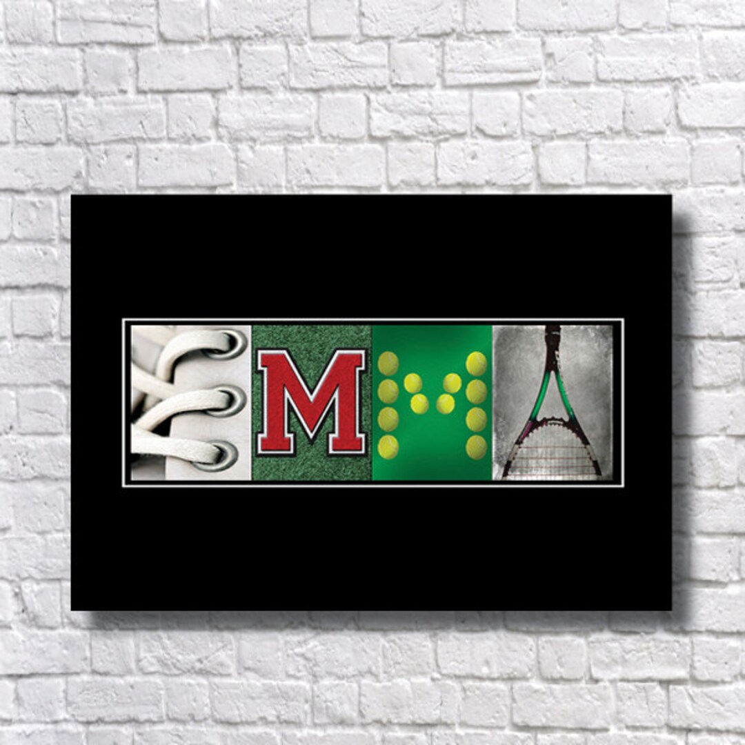 Letter Name Art Tennis Print, Tennis Print,custom Name Art Tennis Print ...