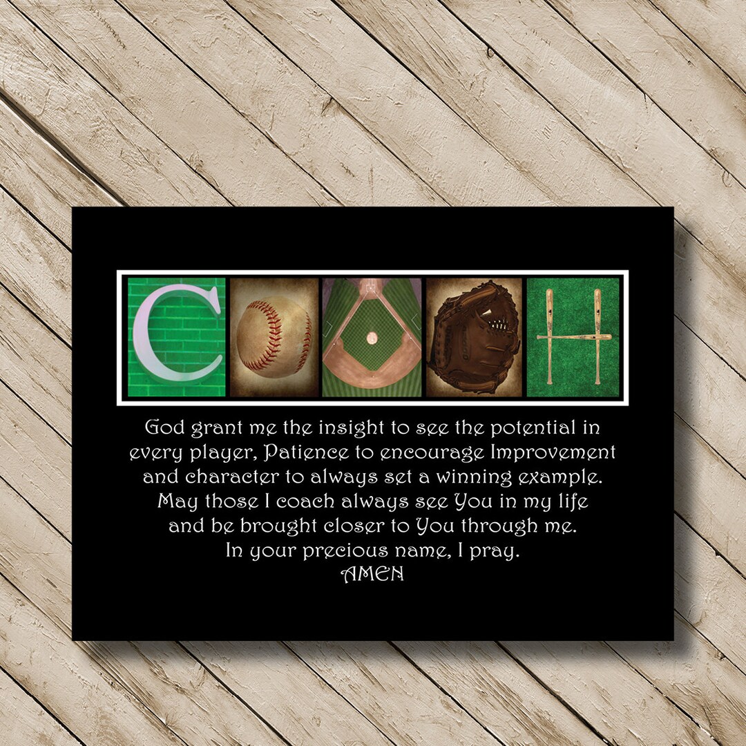Coaches Prayer, Baseball Coach Gift, Coach Appreciation, Coach Thank ...
