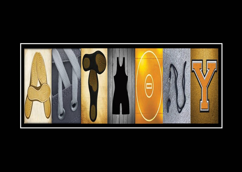 Letter Name Art Wrestling Print Wrestling Print Custom Name | Etsy