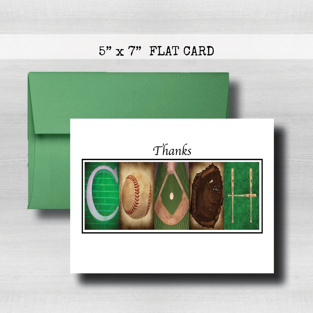Baseball Card, Thank You Coach Card, Baseball Coach Card, Baseball ...