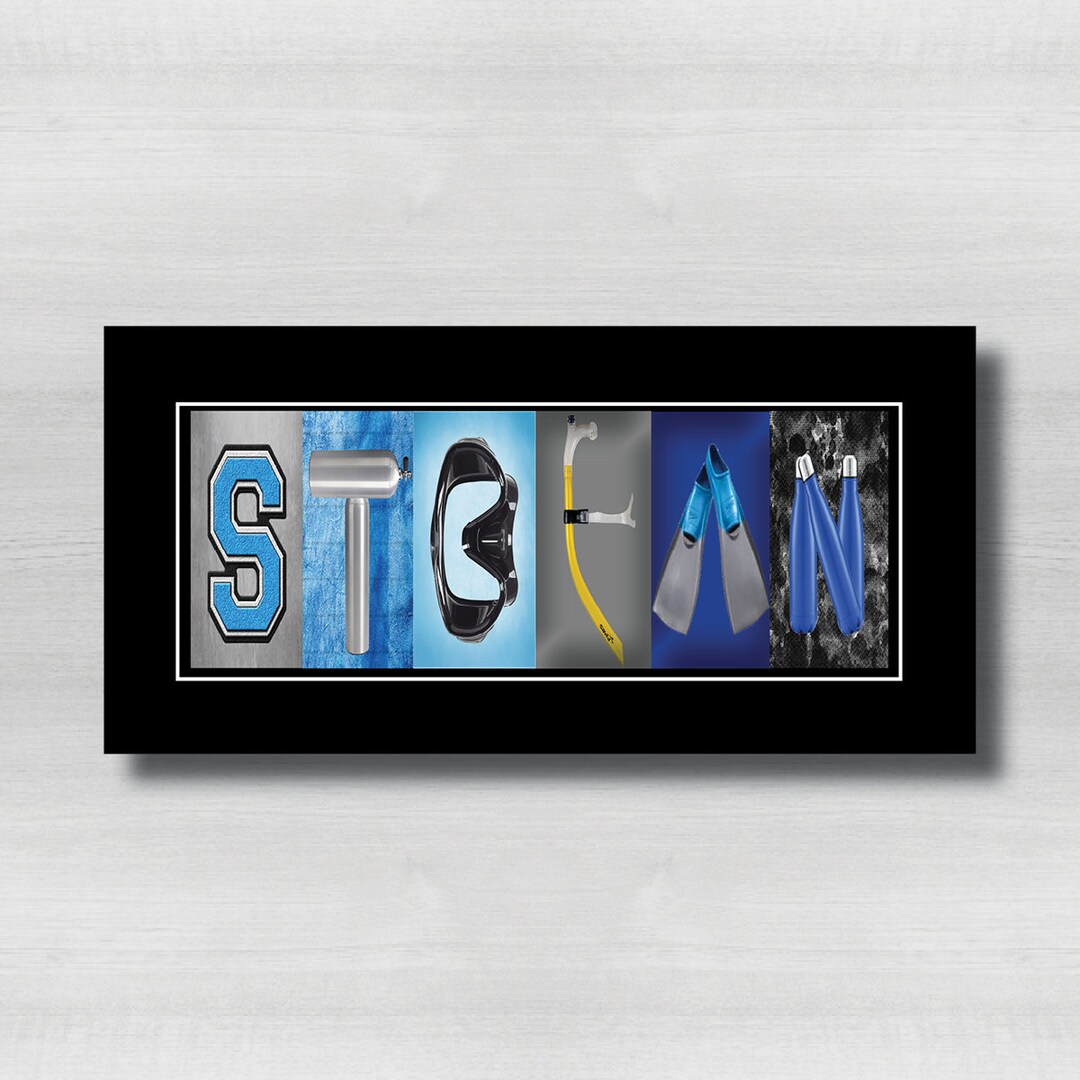 Scuba Diving Letter Art, Alphabet Word Name, Personalized, Deep Sea ...