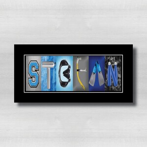 Scuba Diving Letter Art, Alphabet Word Name, Personalized, Deep Sea ...