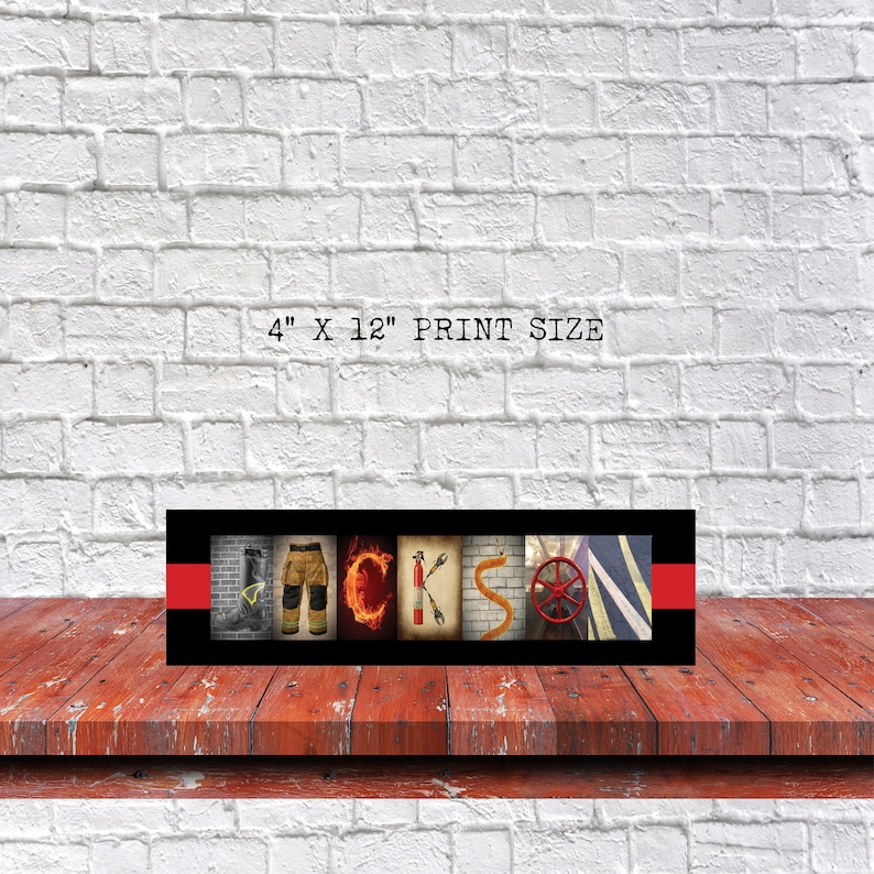 Personalized Firefighter Name Art Print, Custom Fireman Letter Design ...