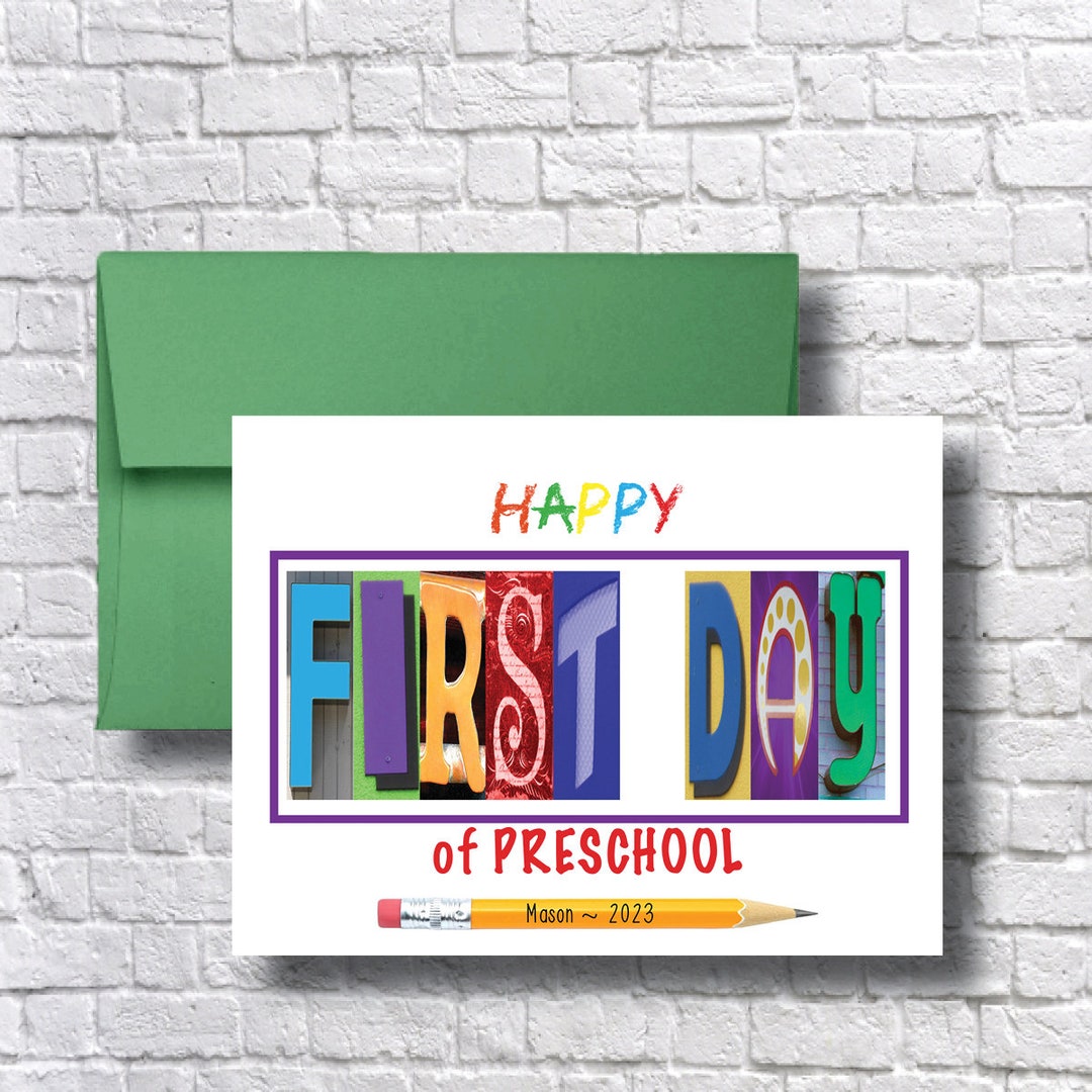 First Day of Preschool Personalized Card, Congrats, Greeting, Class of ...