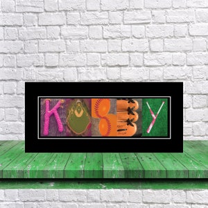 Letter Name Art Softball Gift, Personalized Softball Sign, Softball ...