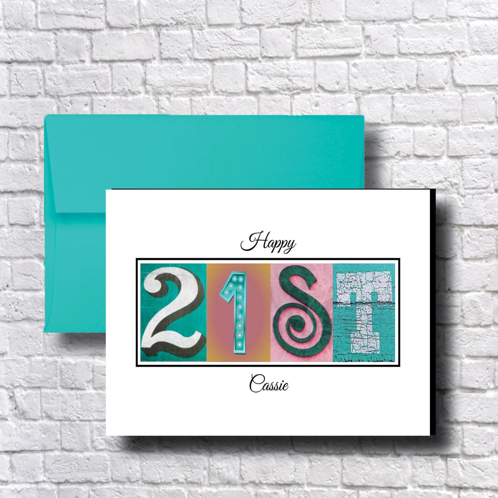 21st Birthday Card Pink Teal Girls 21st Cards Goddaughter - Etsy