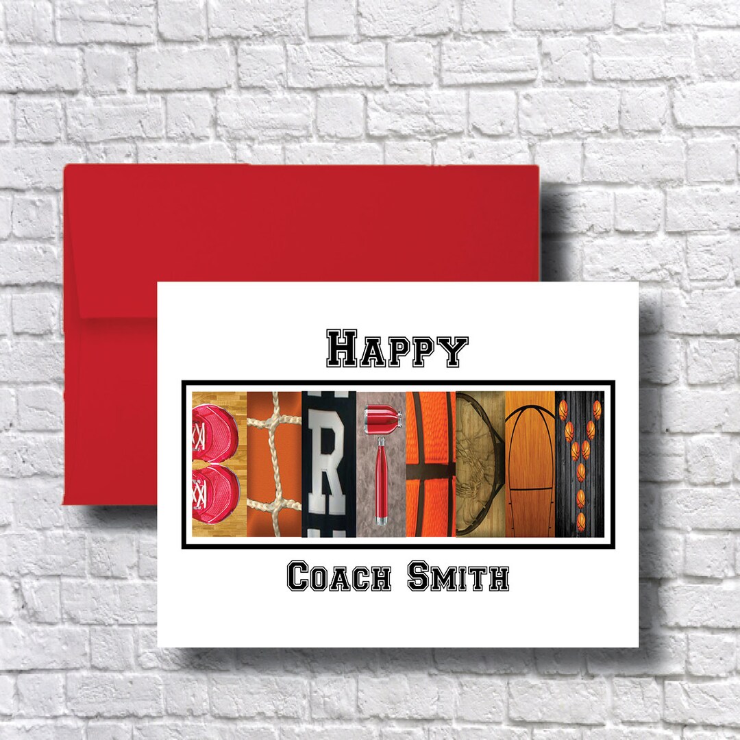 Basketball Coach Happy Birthday Card Personalized, Greeting Card for ...