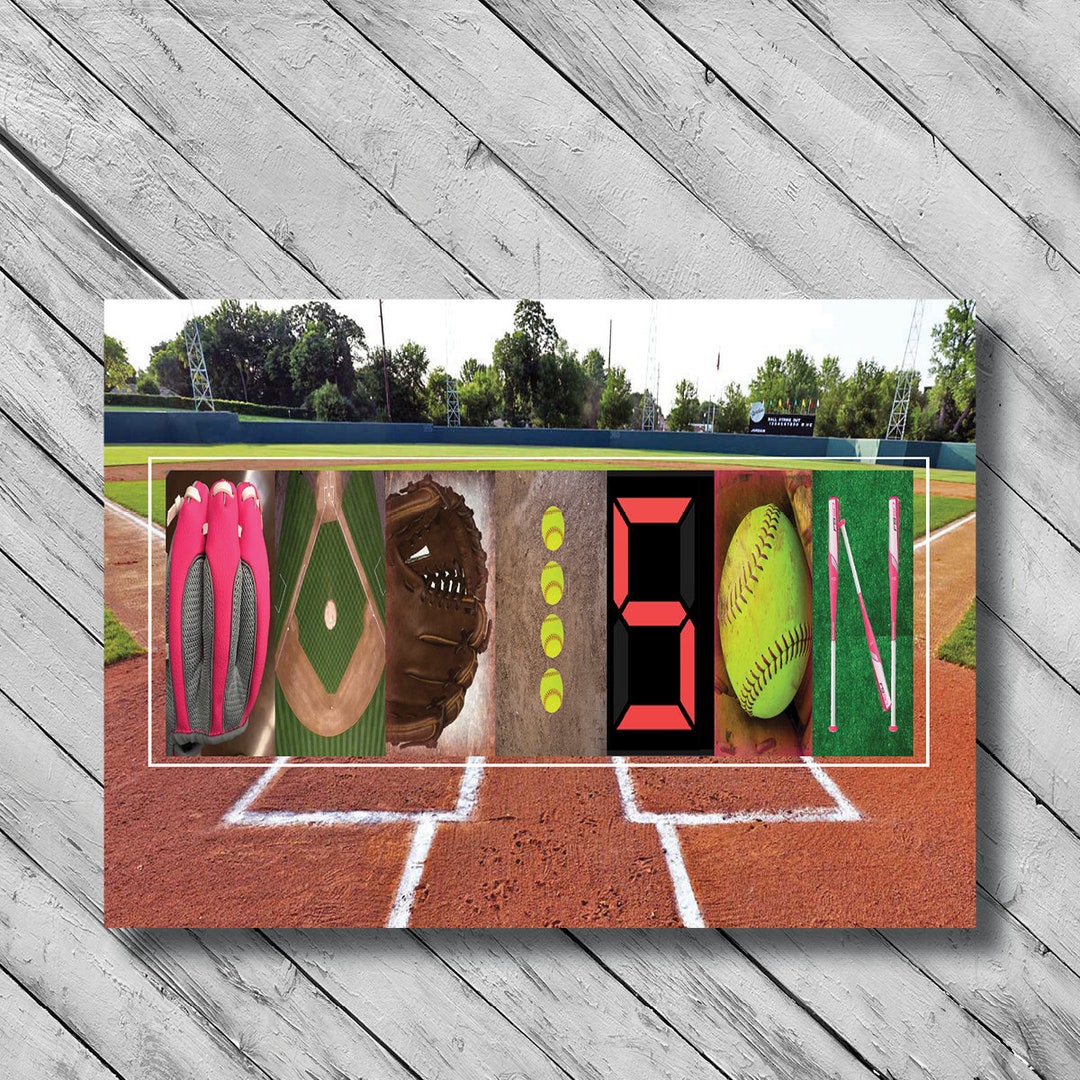 Personalized Softball Letter Art Name, Softball Gift, Softball, Player ...