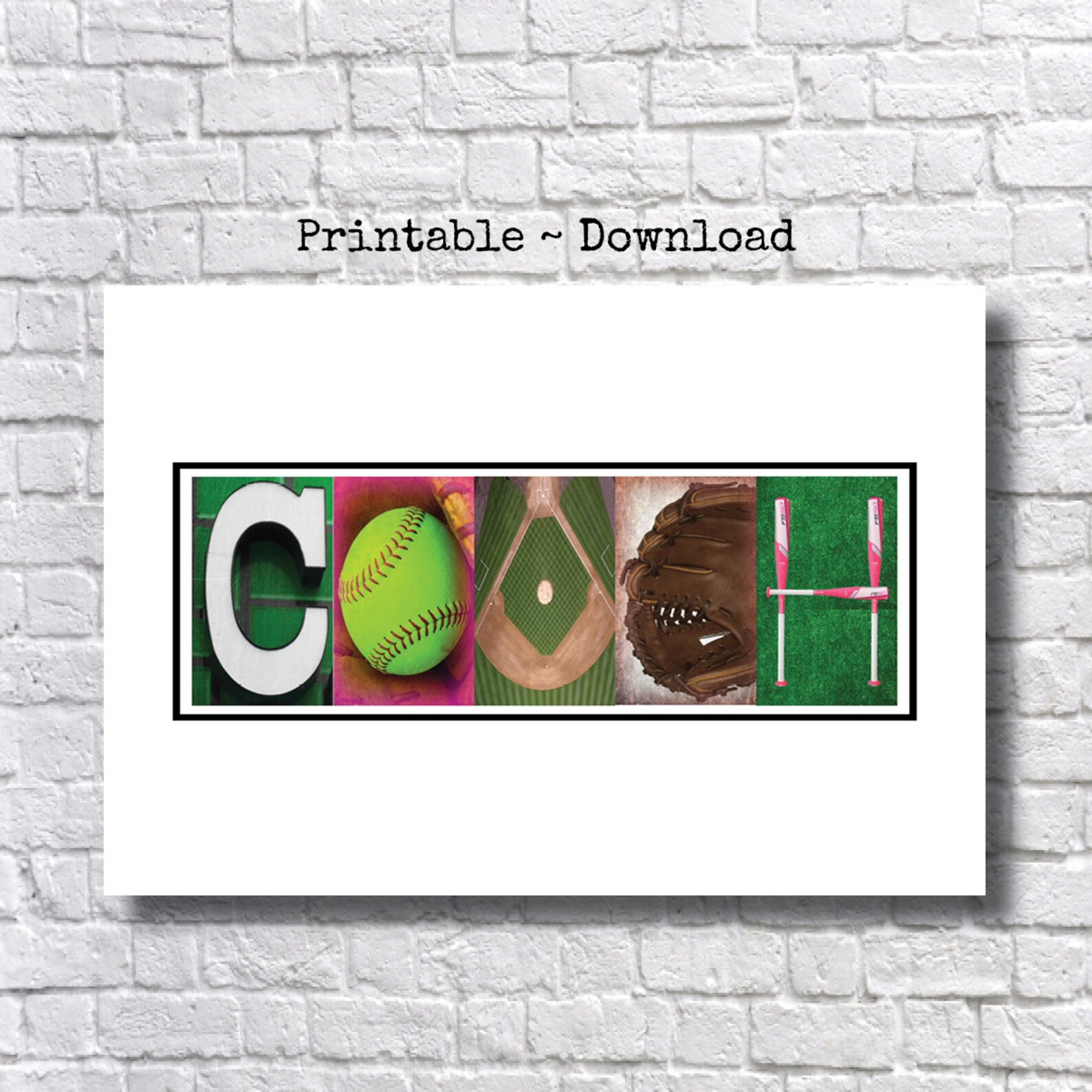 Softball Printable, Softball Coach Gift, Softball Player, Softball Team ...