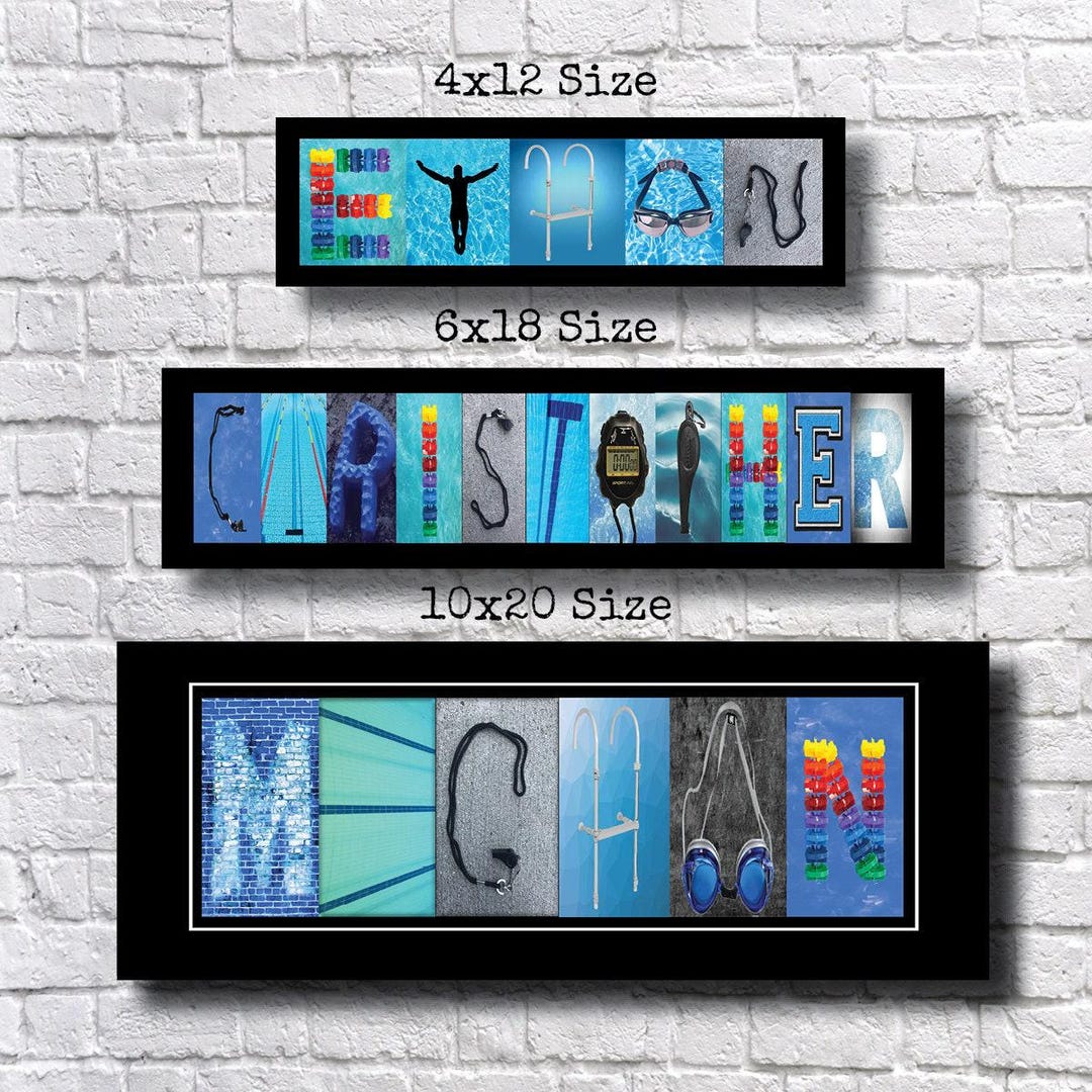 Personalized Swim Letter Art: Custom Name Print, Swimmer Gift (digital ...