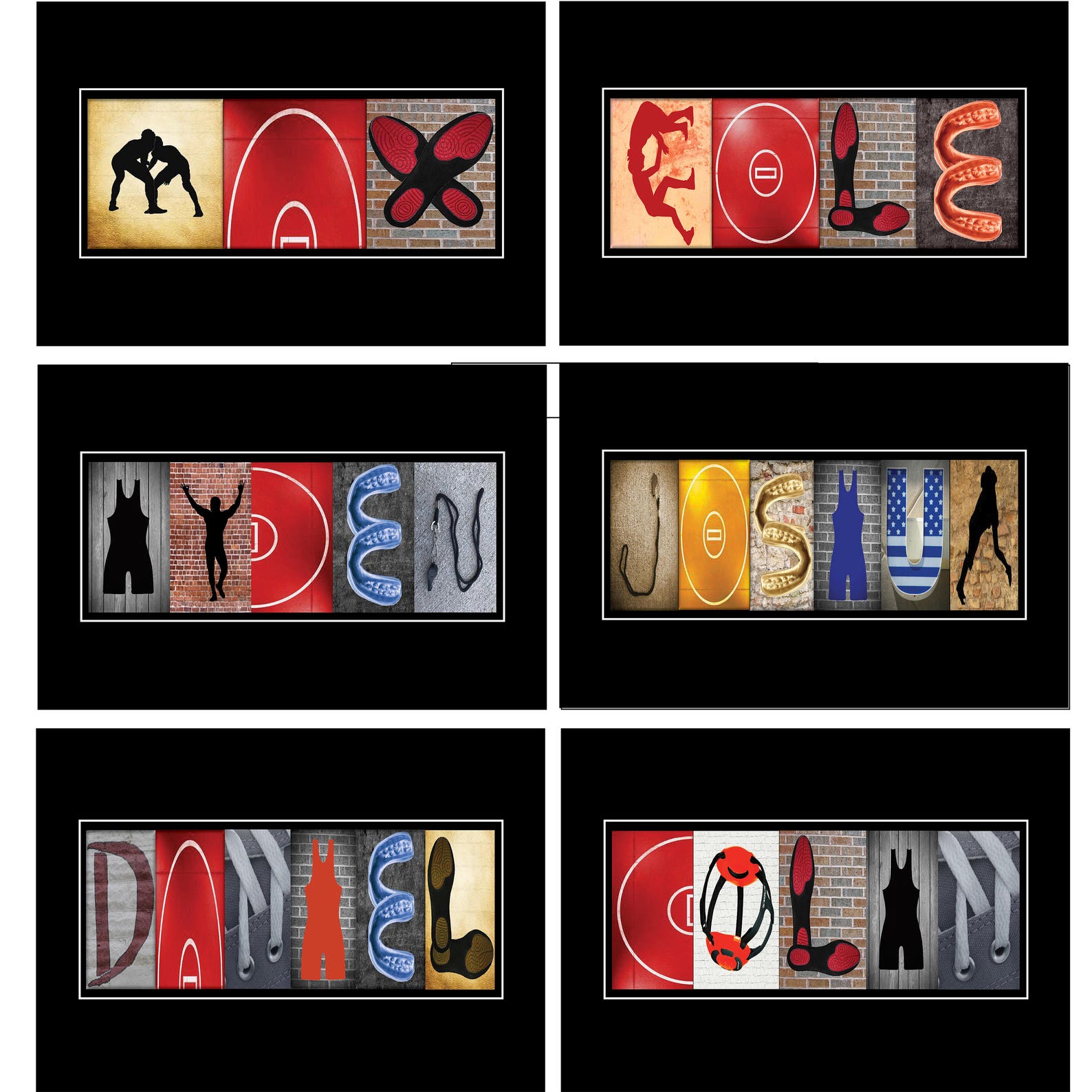 Letter Name Art Wrestling Print, Wrestling Print, Custom Name Art ...