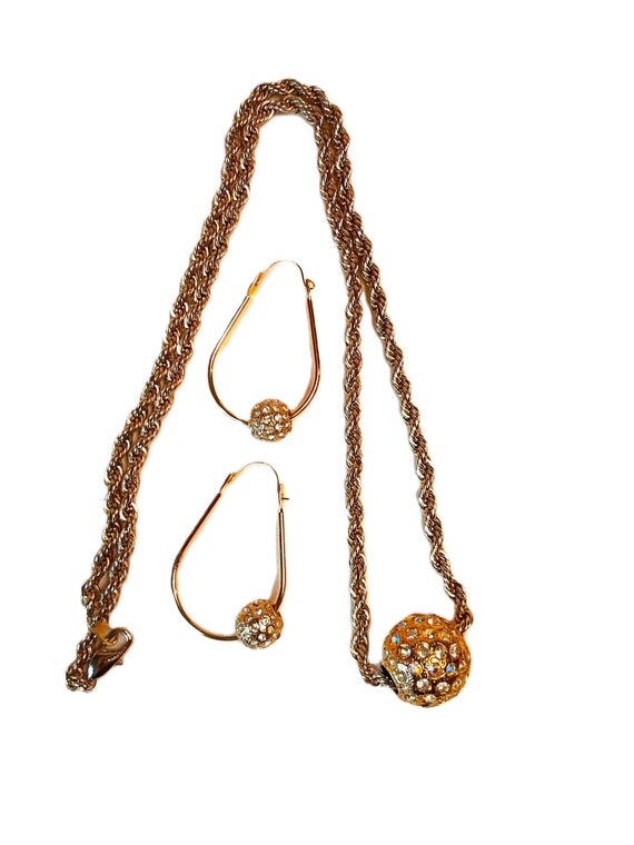 Vntg 80's Hollow Pave AB Stone Slider Ball Set - Gem