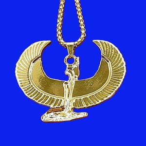 Egyptian Goddess Isis, Kneeling Pendant, Protection, Gold Tone, Cosplay ...