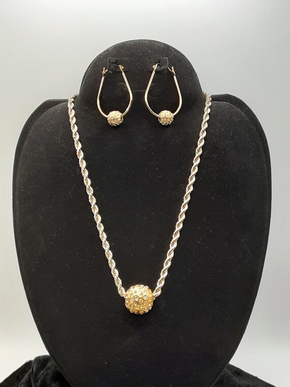 Vntg 80's Hollow Pave AB Stone Slider Ball Set - Gem