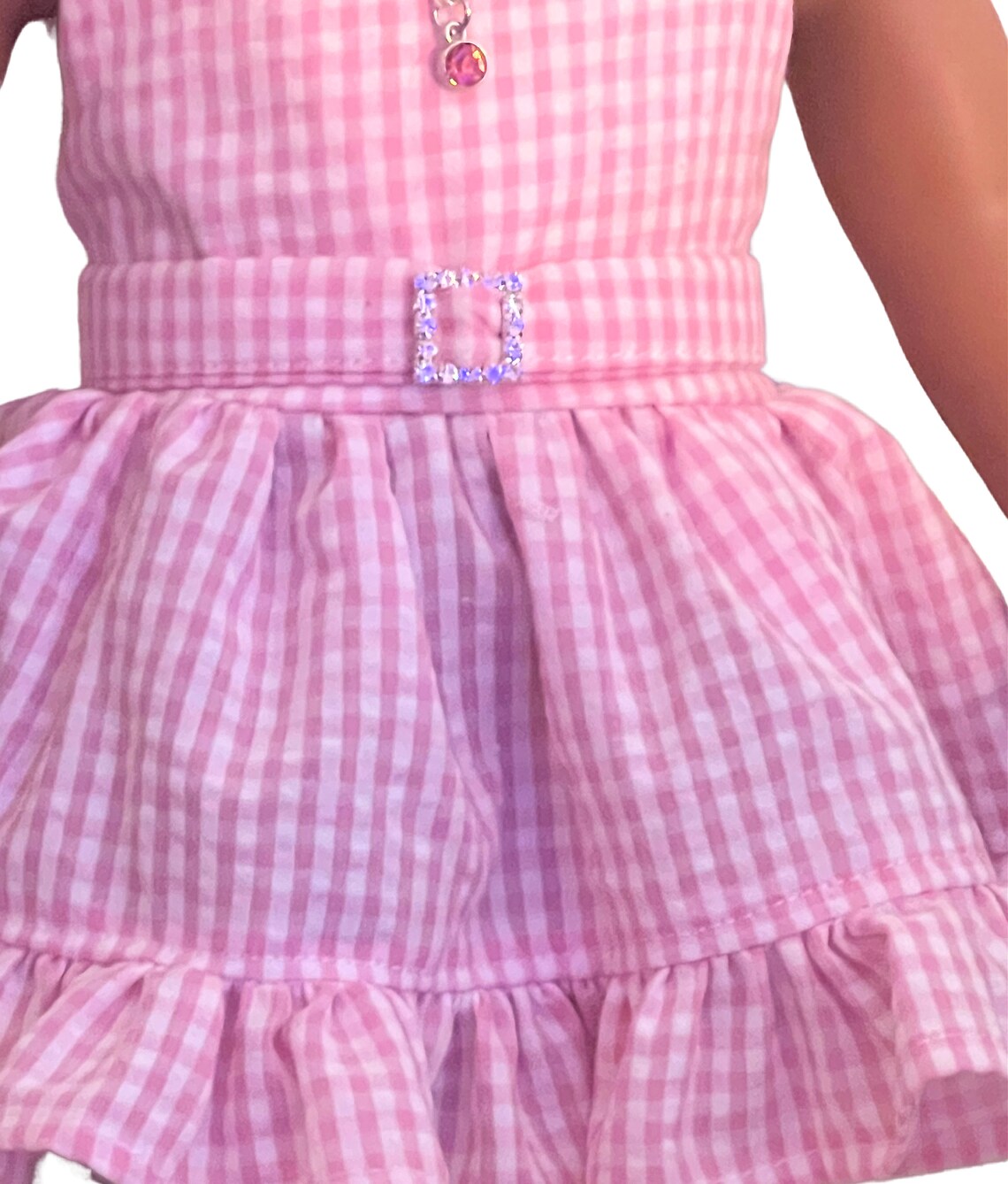 Girl 18" Doll Pink Check Dress - Etsy