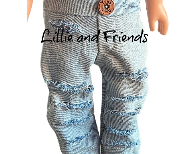 Ripped 18 Inch Doll Light Washed Denim Jeans - Etsy