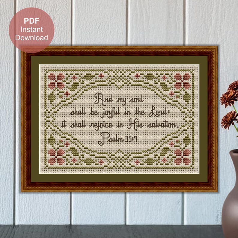 Bible Verse Cross Stitch Pattern PDF Instant Download Joyful in the ...
