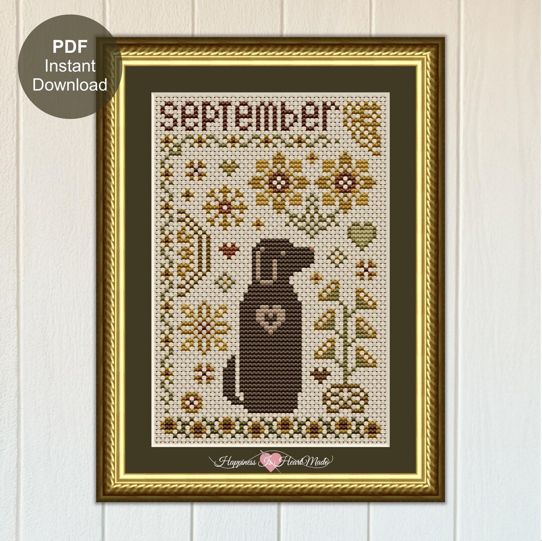 Dog Cross Stitch Pattern PDF Instant Download September Dog Days Series ...