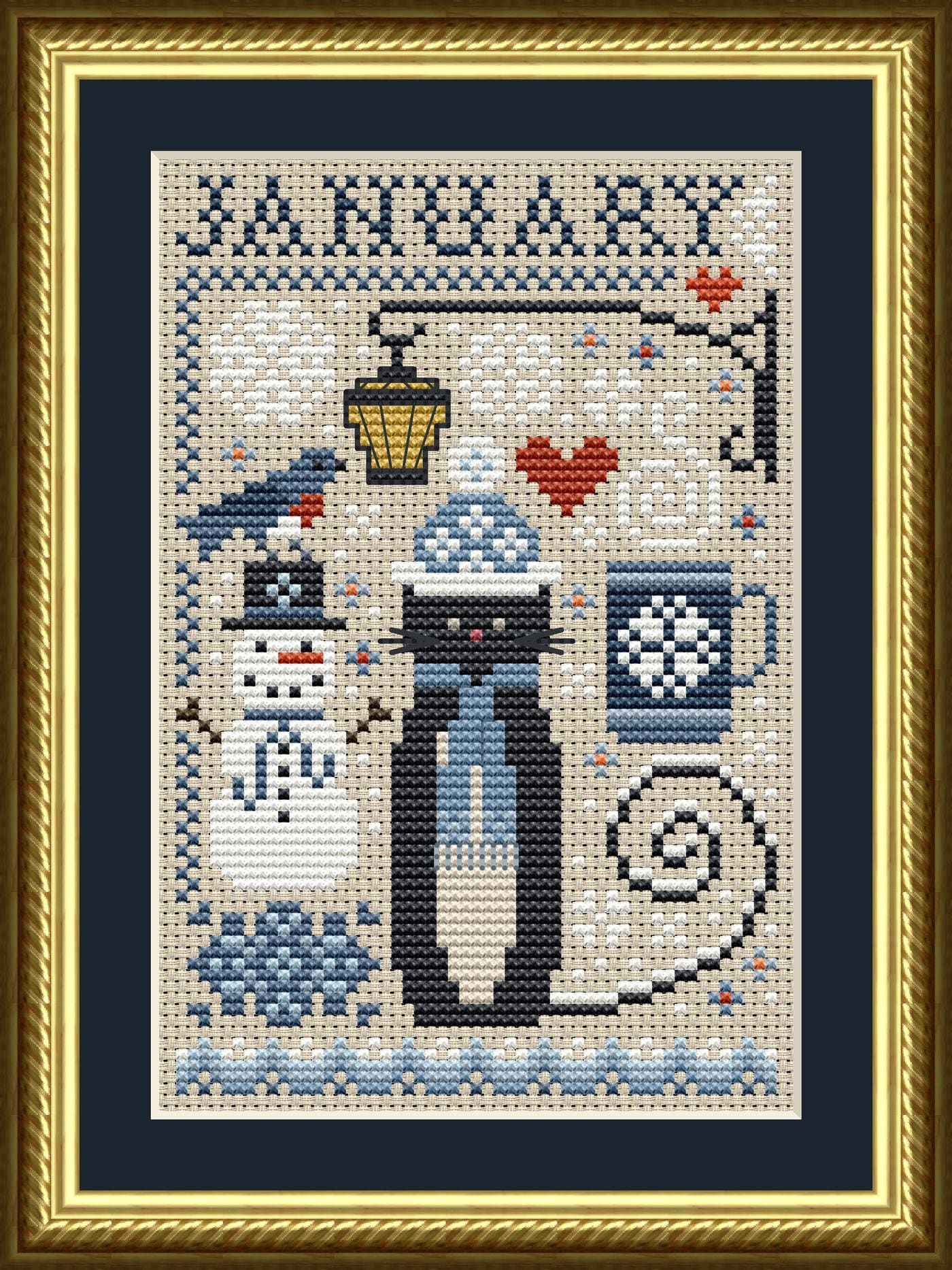 Tuxedo Cat Cross Stitch Pattern PDF Download January Cat Tales ...