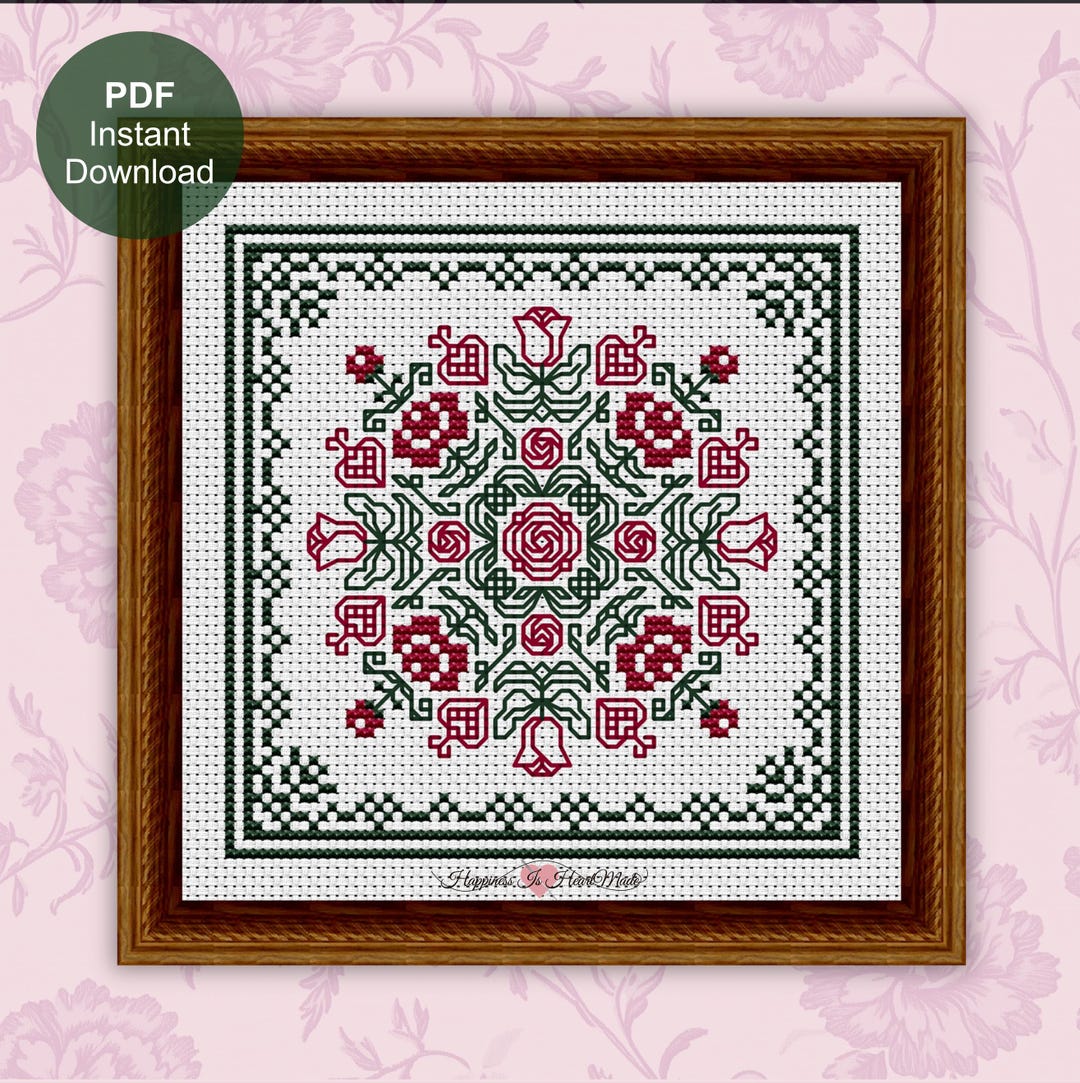 June Hearts Square Cross Stitch Pattern PDF Instant Download Happiness ...