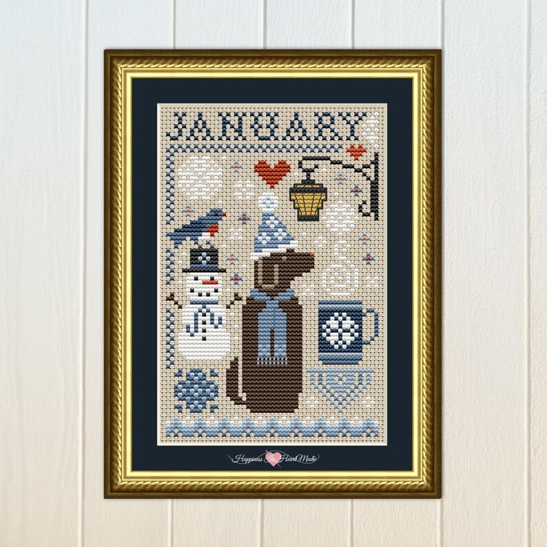 Winter January Dog Cross Stitch Pattern PDF Instant Download Dog Days ...