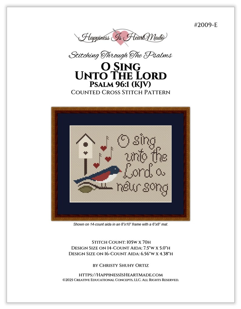 Bible Verse Cross Stitch Pattern PDF Instant Download O Sing Unto the ...