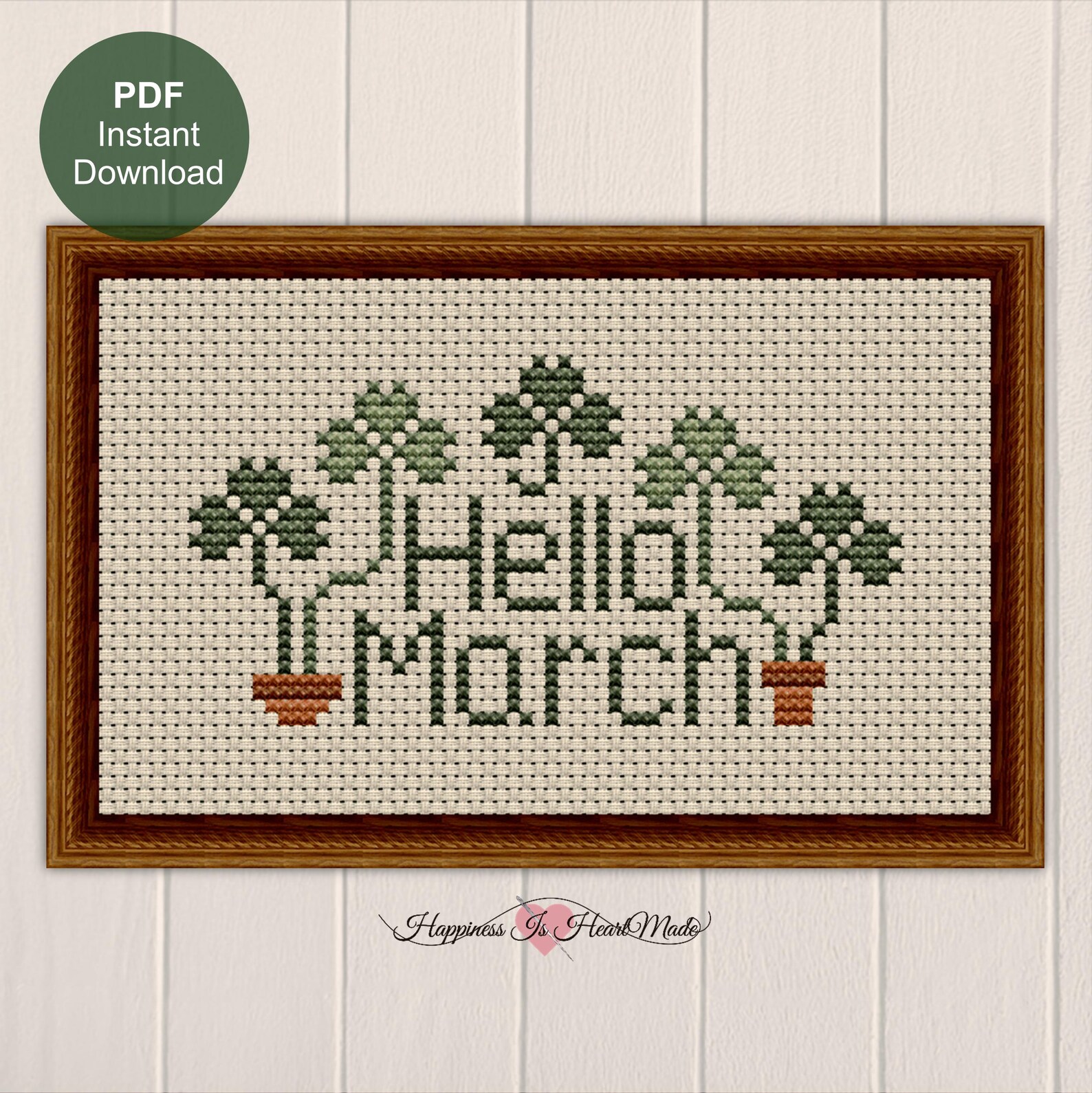 Easy Hello March Cross Stitch Pattern PDF Instant Download Cute ...