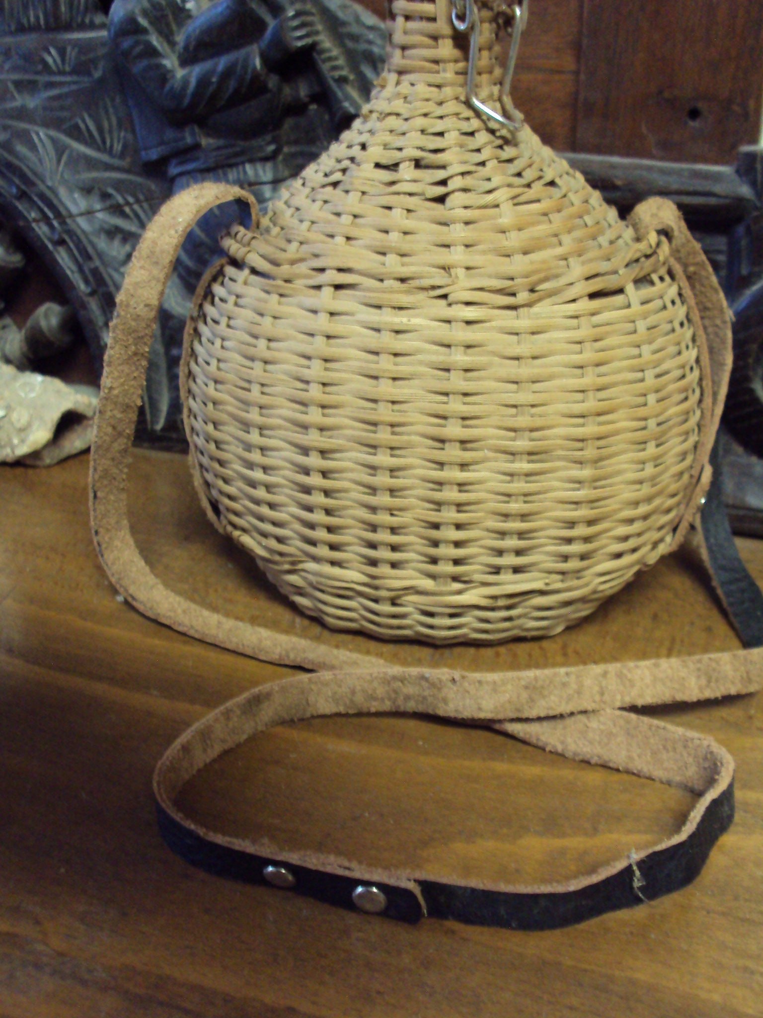 Small Round Bottle Dressed in Wicker With Its Porcelain Stopper Dating ...