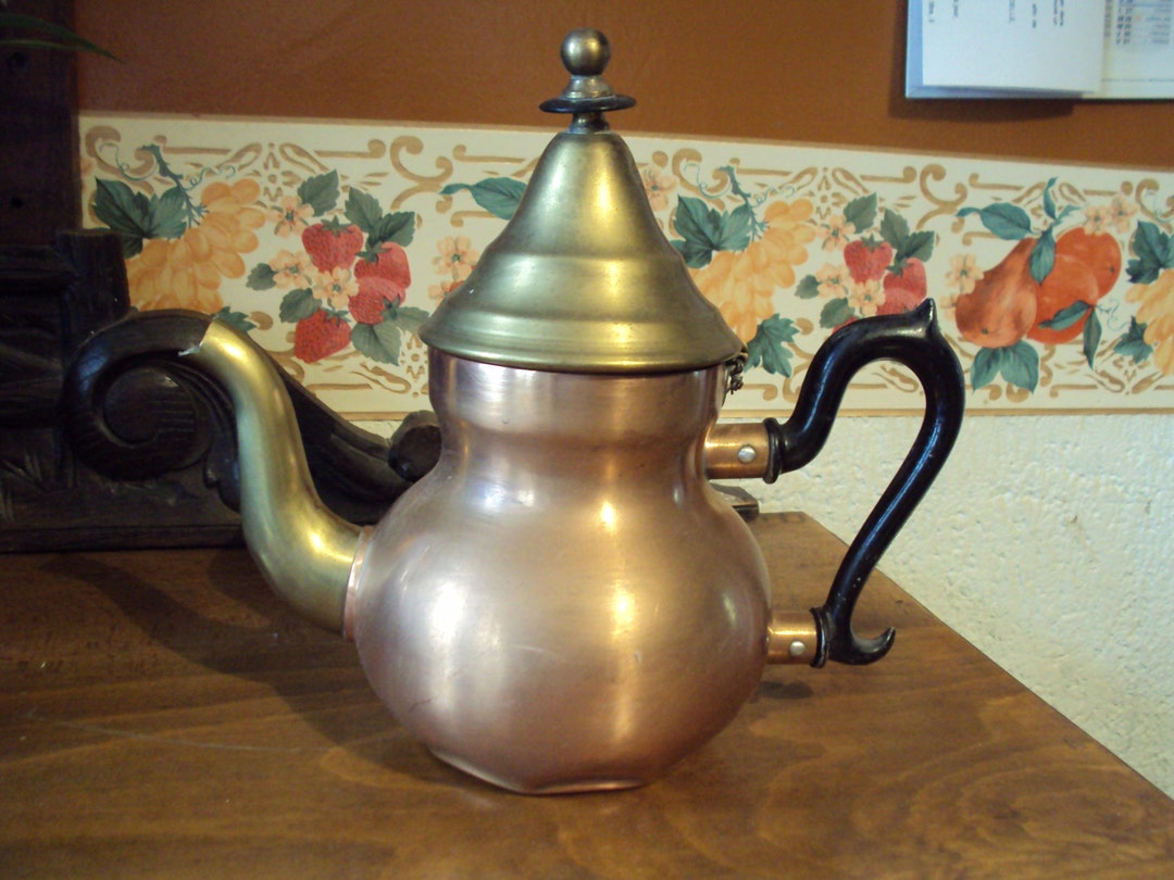 Coffee and Teapot in Copper and Brass Dating From the 70s and ...