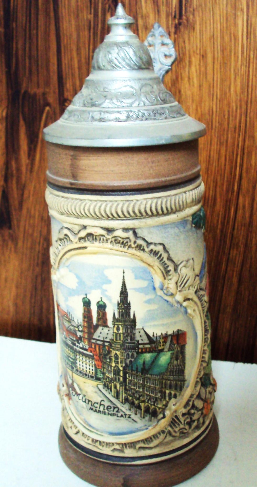 German Ceramic Tankard With Tin Lid From the 1970s. - Etsy