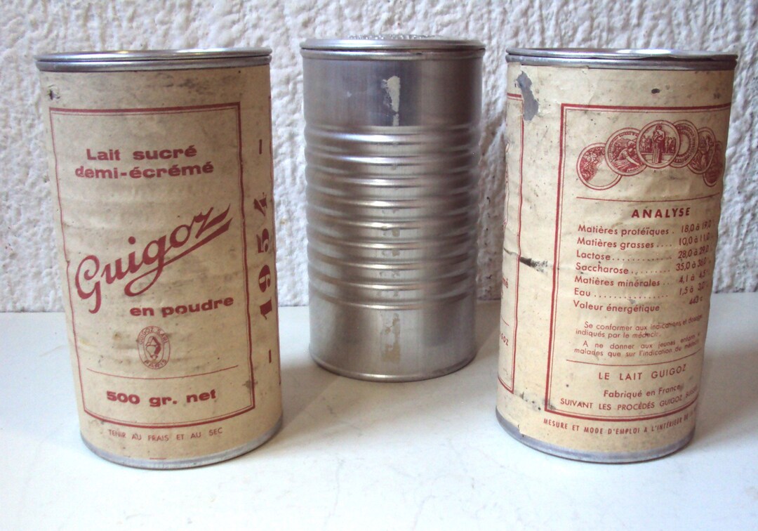 Guigoz Brand Aluminum Milk Cans With Their Label and Dating From the ...