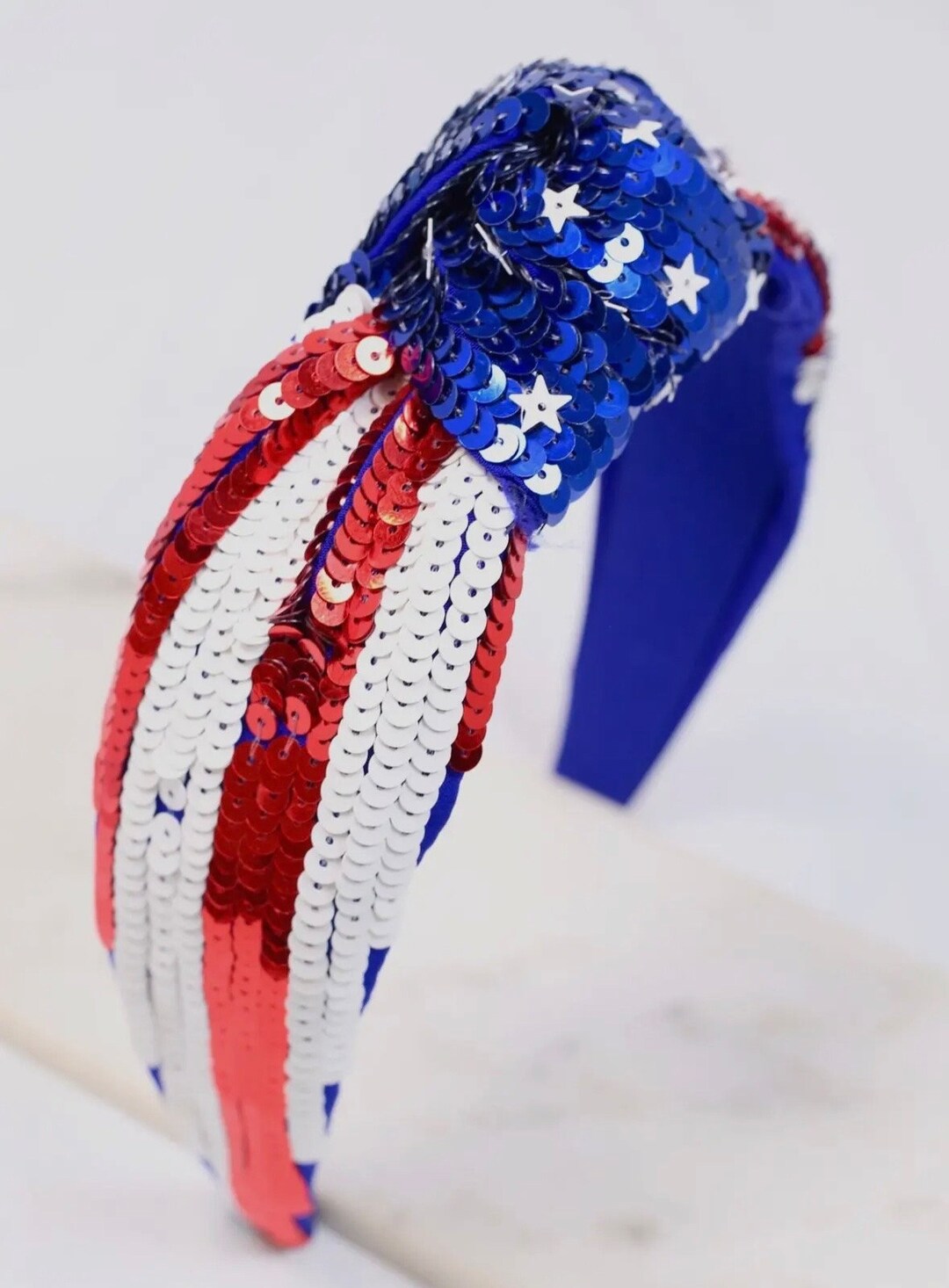 Patriotic Sequin Headband, Fourth of July Headband, Knot, Bead Headband ...
