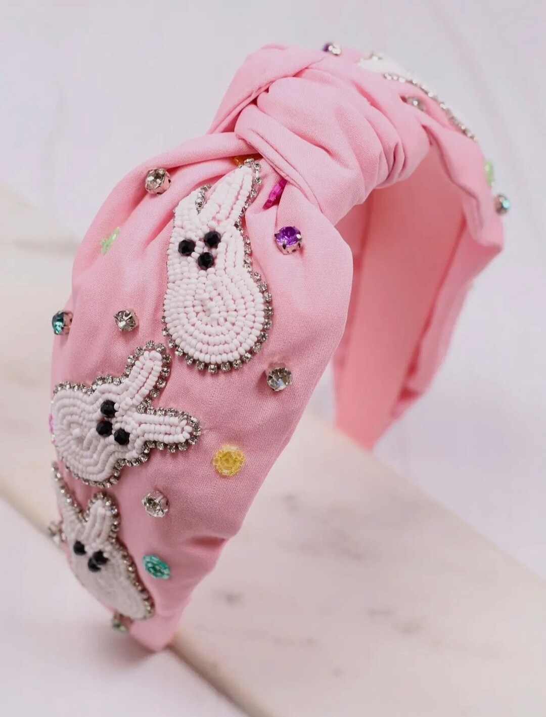 Easter Headband, Bunny Headband, Pink Easter Headband, Knot, Bead ...