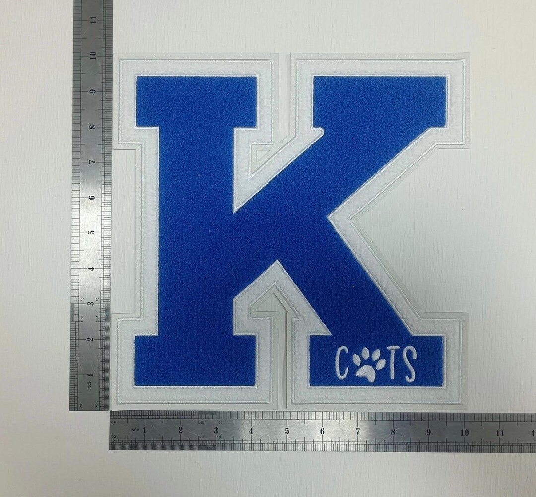 Kentucky Block K Chenille Patch, Large Royal Blue and White K, Kentucky ...