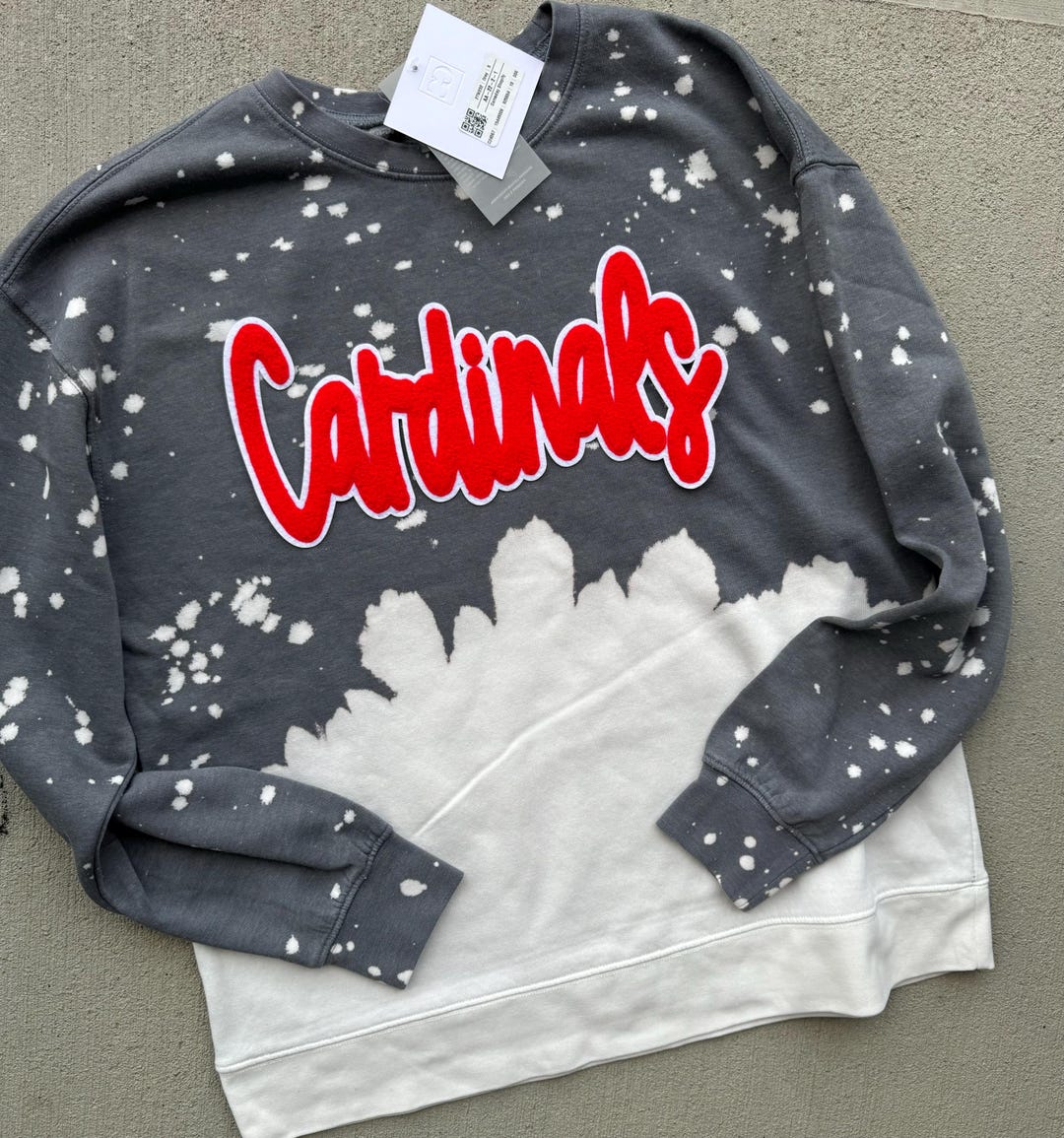 Cardinals Chenille Patch Paint Splatter Sweatshirt, Cardinals Patch ...