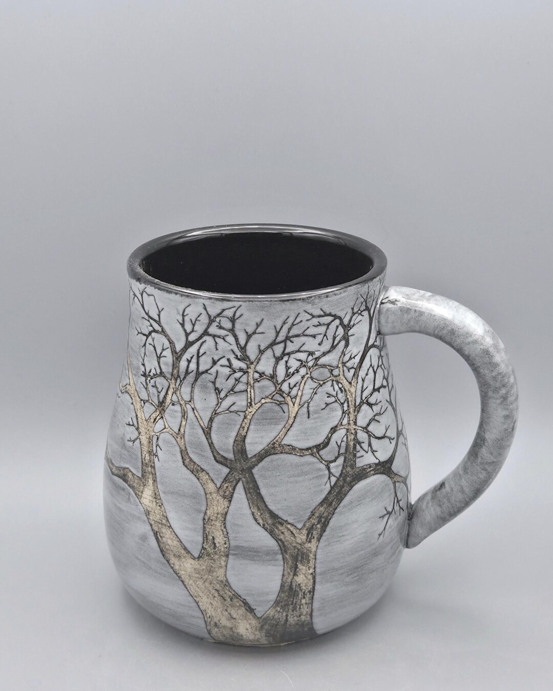 Sgraffito Trees Stoneware Mug - Handmade Pottery, 20 Oz - Etsy