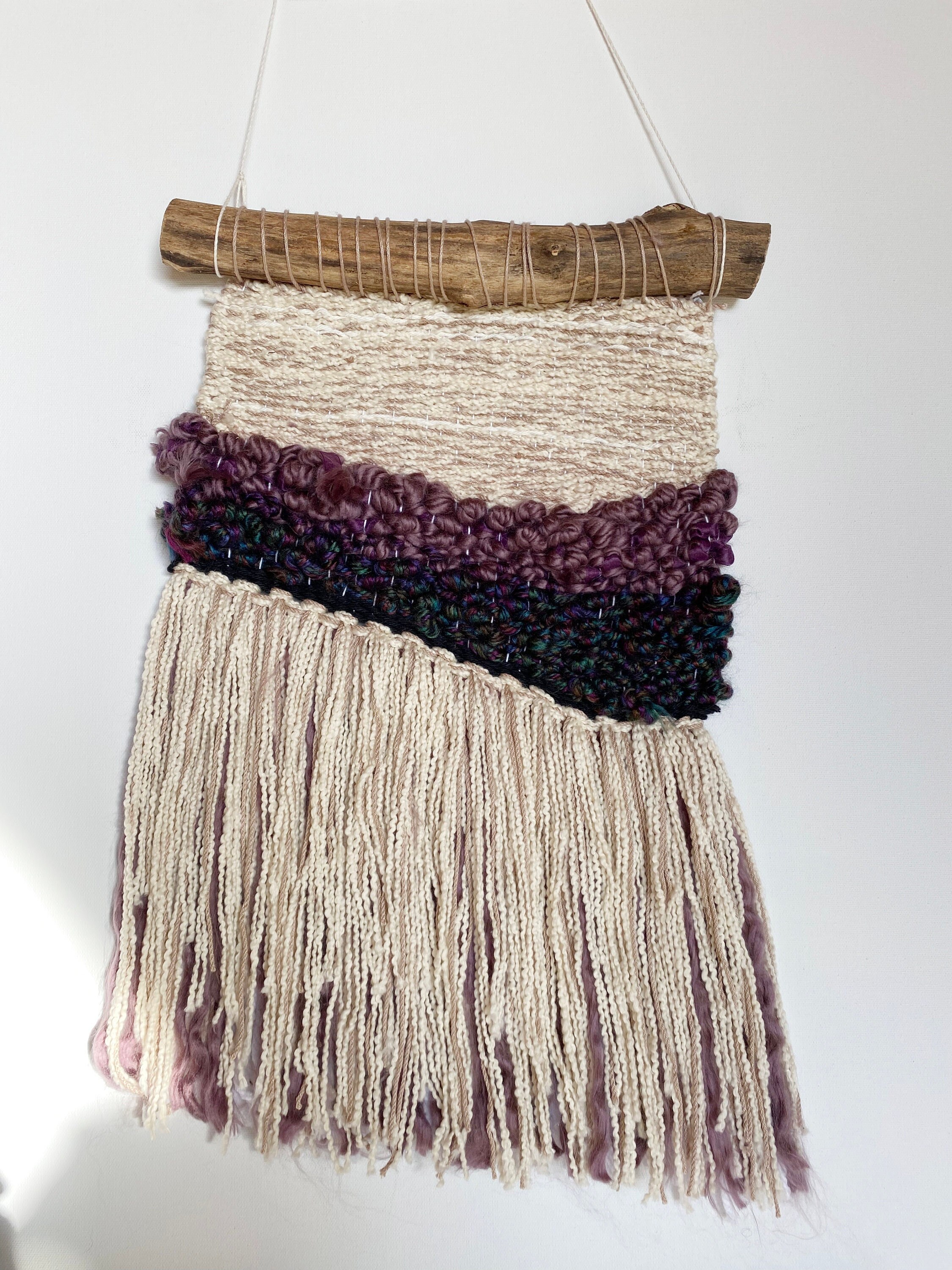 Boho Yarn Wall Decor, Macrame Wall Hanging, Fine Art Weaving, Fiber Art ...