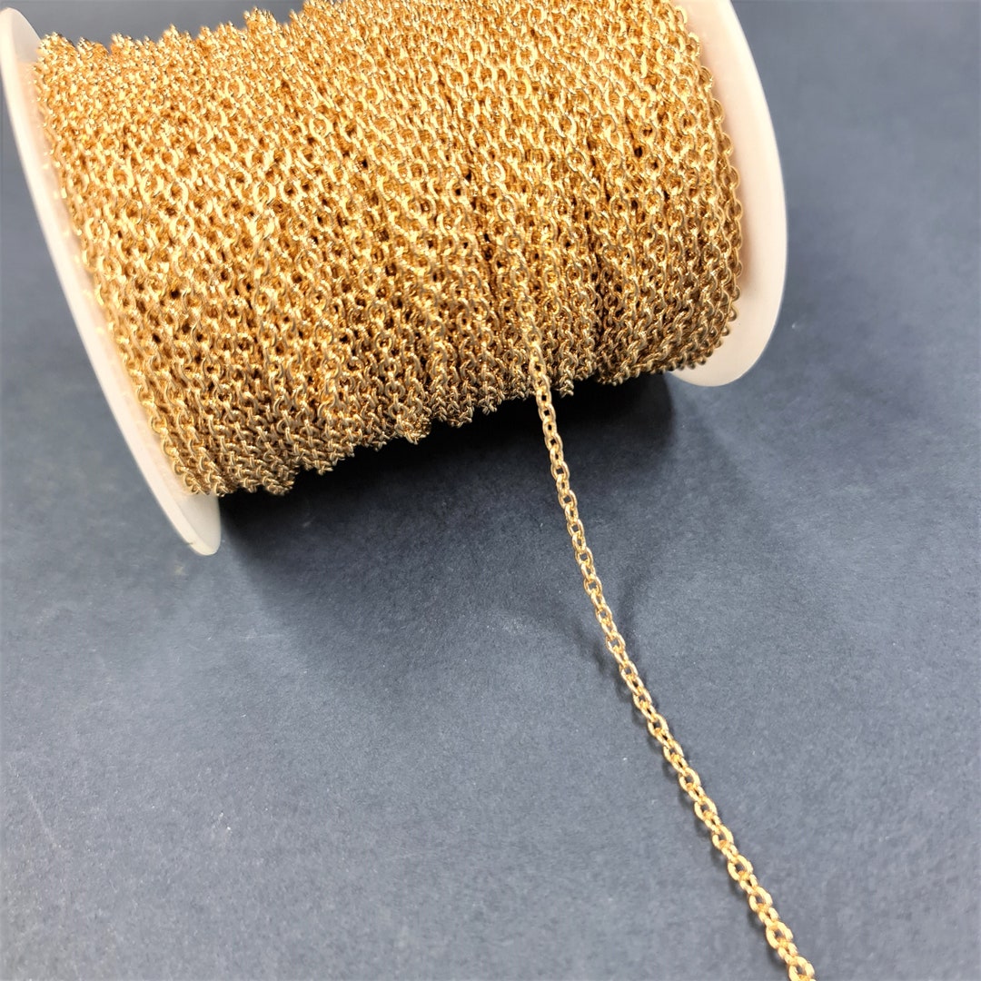 1 X Metre X 3mm Tarnish Resistant Gold Plated Oval Link Chain. CTL005 ...