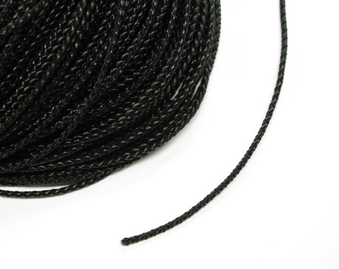 1 Metre X 3mm Black Braided Leather Cord - Etsy