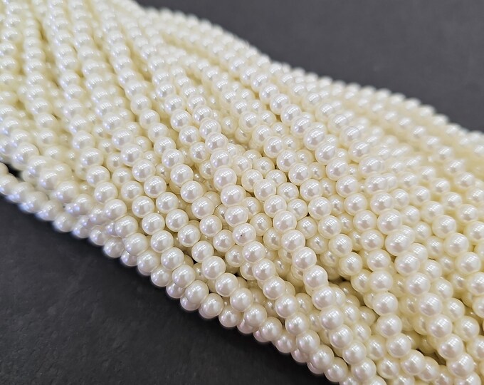 Eggshell Glass Pearls 40cm Round Bead Strand #RB11 - Etsy Australia