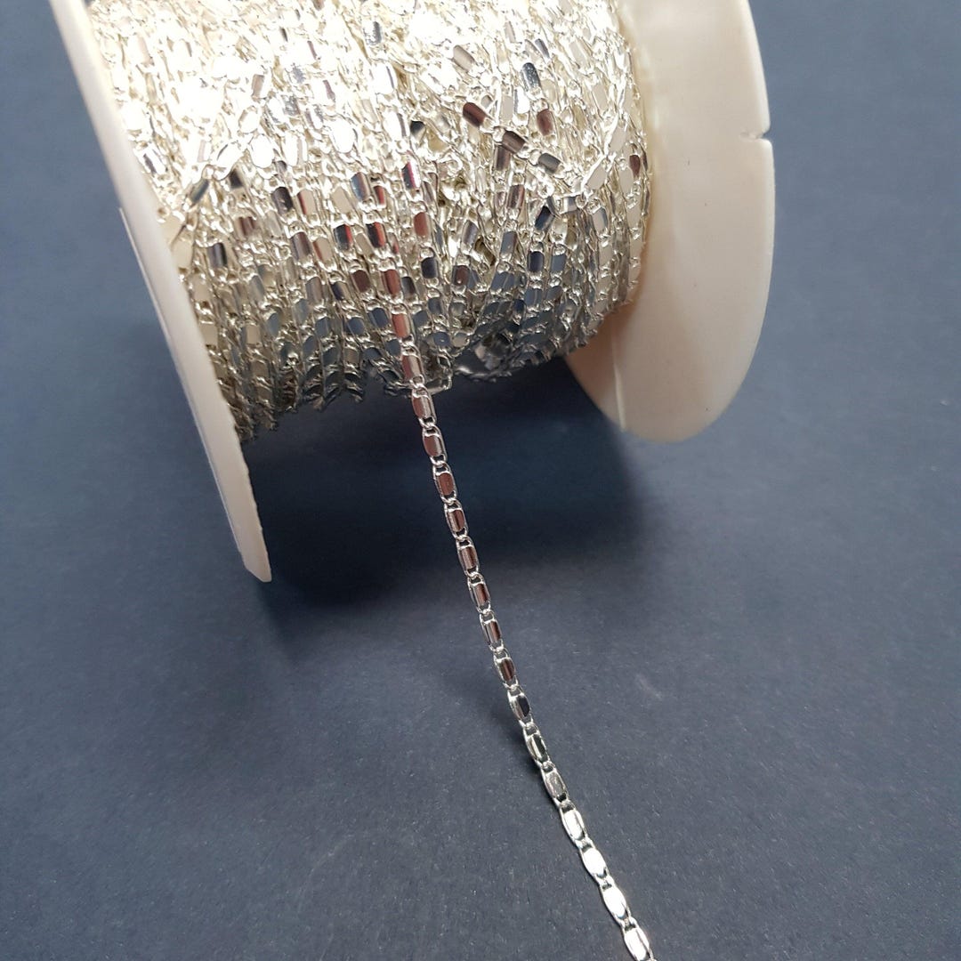 Mariner Flat Link Chain 5x2mm 1 Metre Silver Plated Tarnish Resistant ...