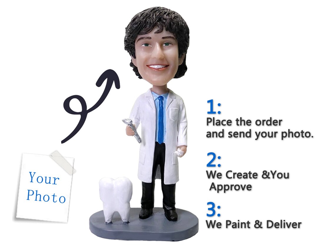 Custom Dentist Bobblehead Gift Dentist Holding Dental Drill - Etsy
