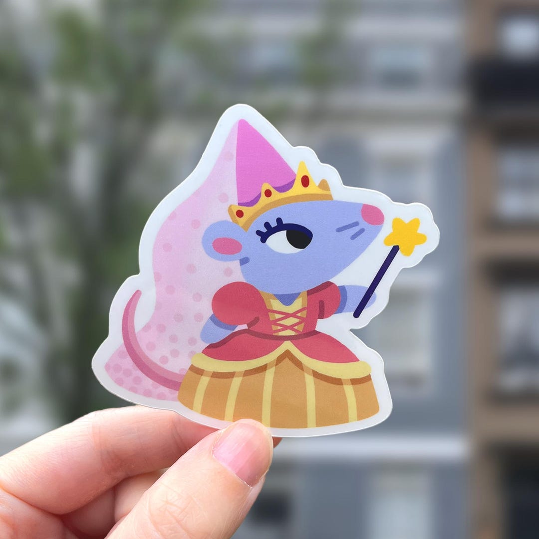 Princess Rat With Wand and Tiara Sticker, Queen Mouse for Kids or ...