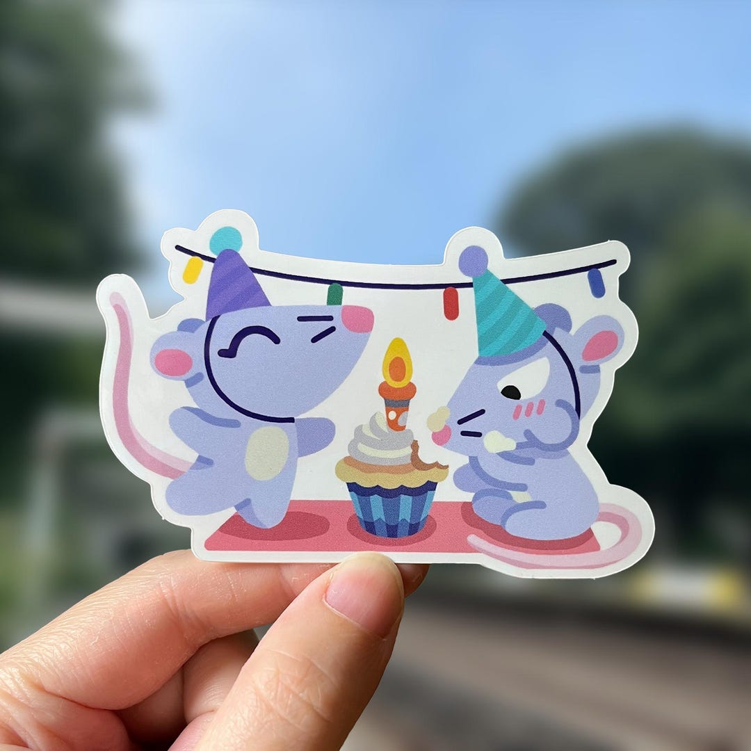 Rat Birthday Party Cupcake Sticker, Cake, Mouse, Celebration - Etsy