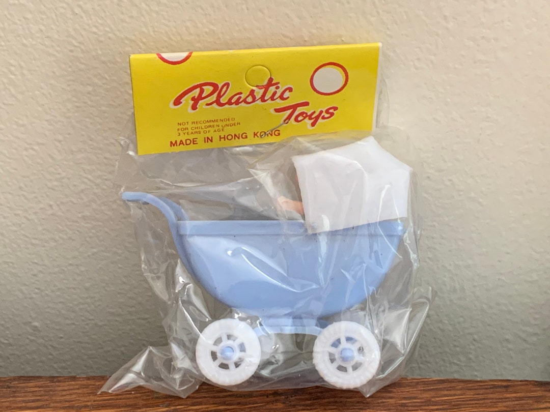 Vintage Plastic Toys Brand Blue Baby Stroller With Baby | Small Plastic ...